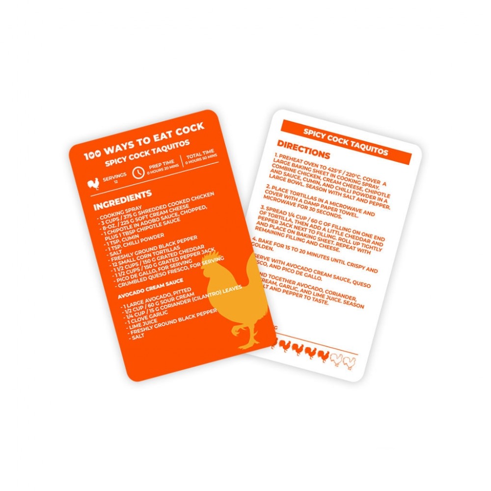 100 Ways To Eat Cock Recipe Cards
