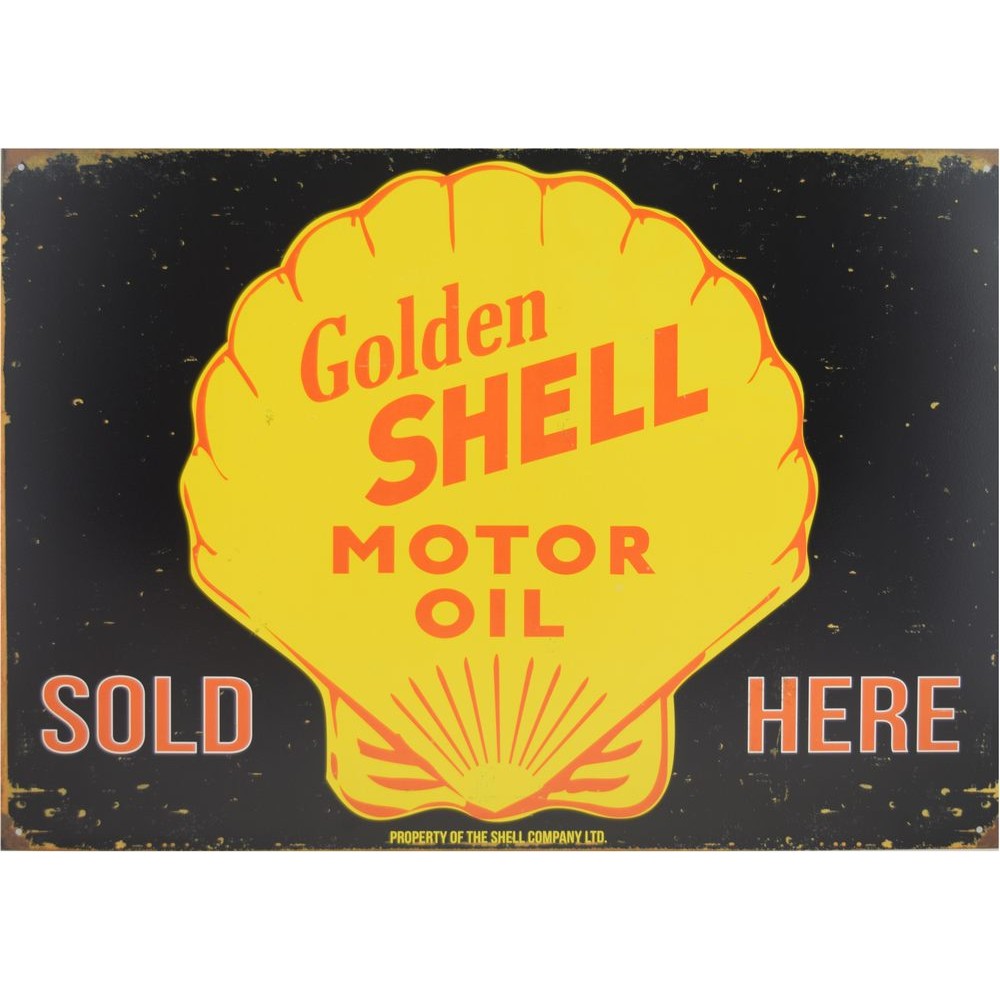 Golden Shell Motor Oil Tin Sign